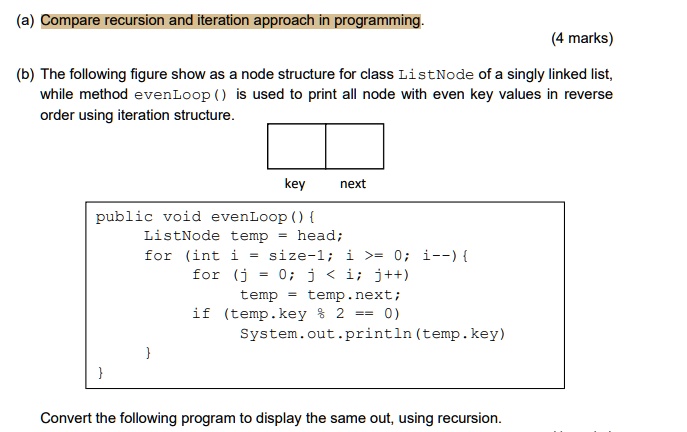 Solved Texts Compare Recursion And Iteration Approaches In Programming 4 Marks The While