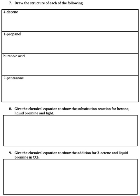 draw the structure of each of the following 4 decene 1 propanol ...