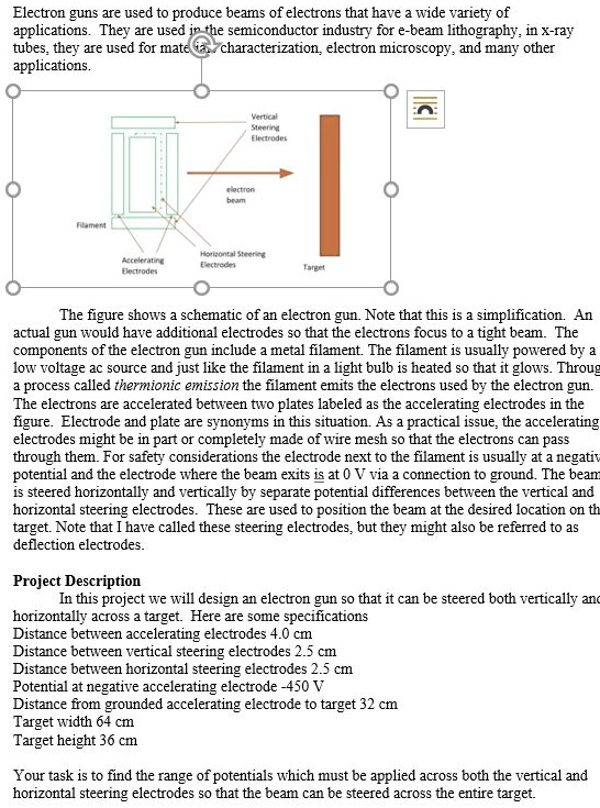 electron guns are used to produce beams of electrons that have a wide ...