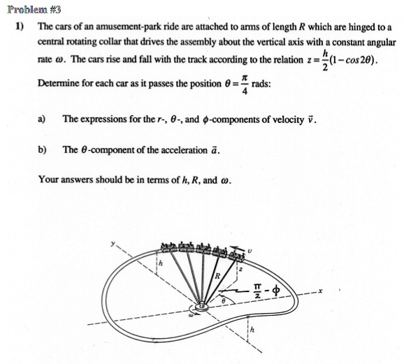 SOLVED: Problem #3 1) The cars of an amusement park ride are attached to arms of length R which ...