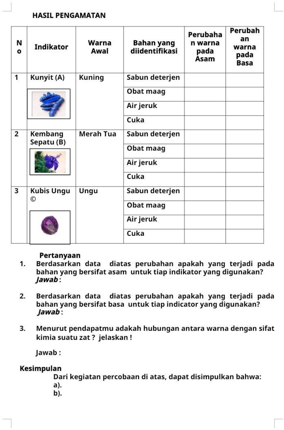 SOLVED: bantu dong plis no 1-3 aja besok di kumpul HASIL PENGAMATAN ... SOLVED: bantu dong plis no 1-3 aja besok di kumpul HASIL PENGAMATAN ...