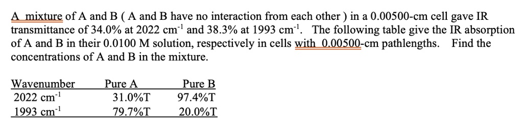 SOLVED: mixture of A and B ( A and B have no interaction from each other in a 0.00500-cm cell ...