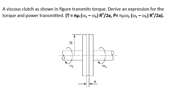 [GET ANSWER] A viscous clutch as shown in figure transmits torque. Derive an expression for the ...