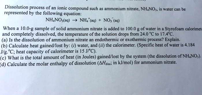 SOLVED: Dissolution process of an ionic compound such as ammonium ...
