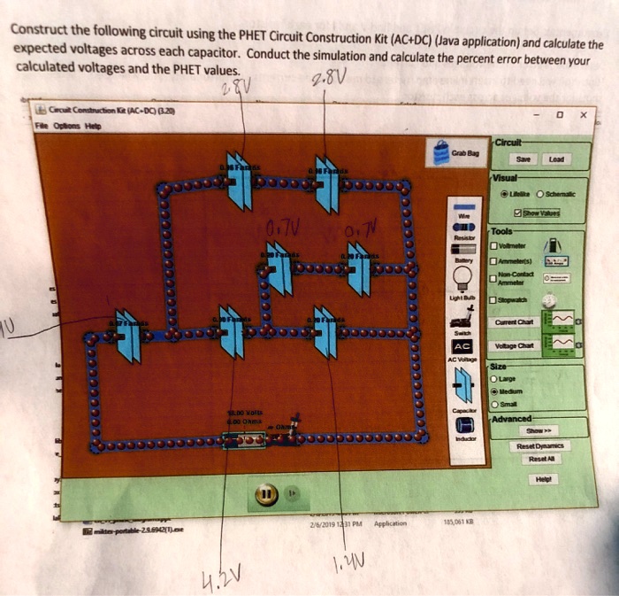 construct the following circuit using the phet circuit construction kit acdc lava expected ...