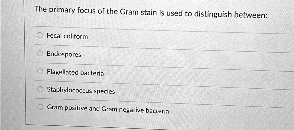 The primary focus of the Gram stain is used to distinguish between ...