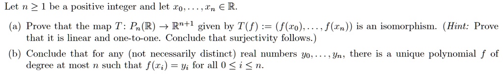 SOLVED: Let 21 be a positive integer and let zo, zn ∈ R. Prove that ... SOLVED: Let 21 be a positive integer and let zo, zn ∈ R. Prove that ...