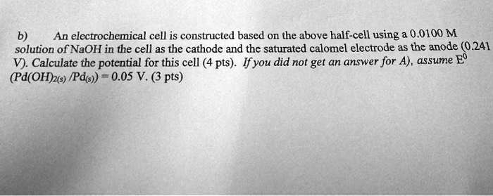 b) An electrochemical cell is constructed based on the above half-cell ...