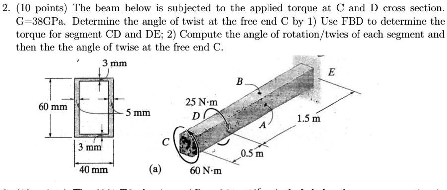 10 points the beam below is subjected to the applied torque at c and d ...