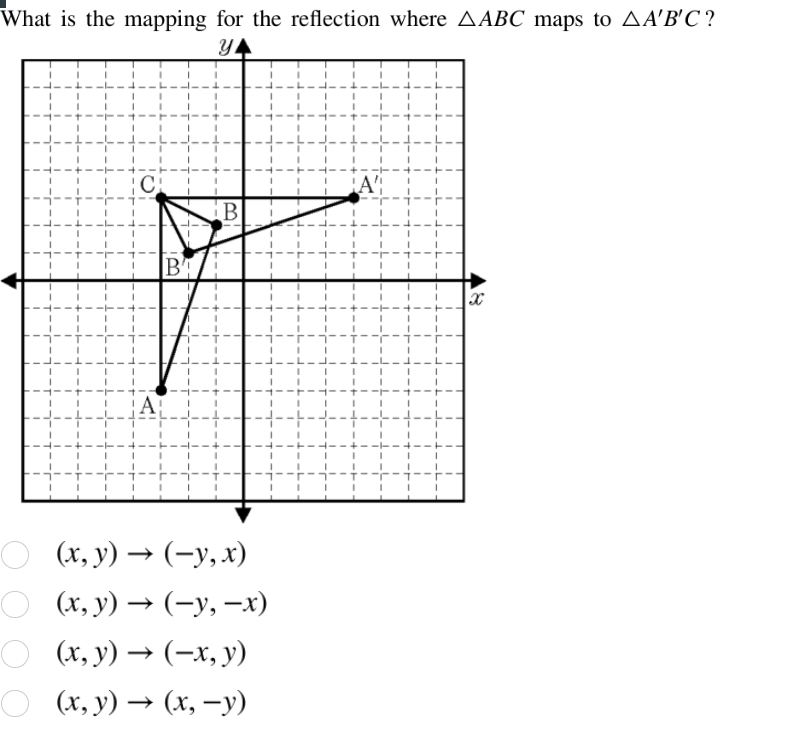 What is the mapping for the reflection where A B C maps to A^' B^' C ...