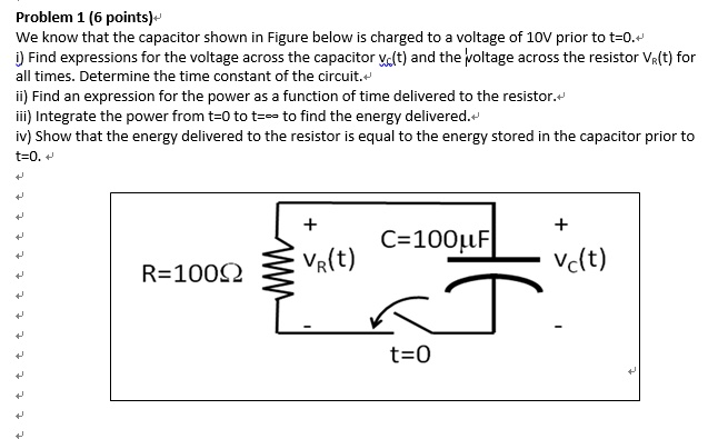 SOLVED: Problem 1 (6 points) We know that the capacitor shown in Figure below is charged to a ...