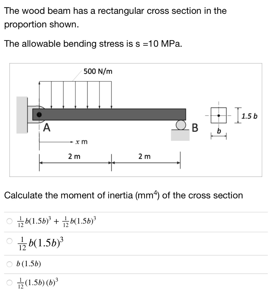 SOLVED: The wood beam has a rectangular cross section in the proportion ...