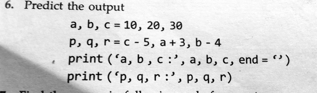 SOLVED: 'predict the output of class 11th python' SOLVED: 'predict the output of class 11th python'