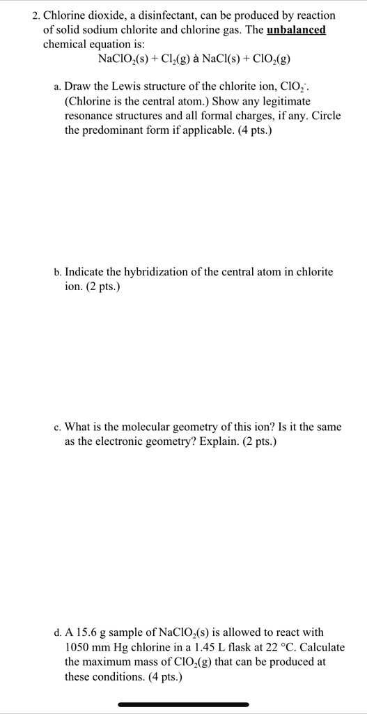 2 chlorine dioxide disinfectant can be produced by reaction of solid ...
