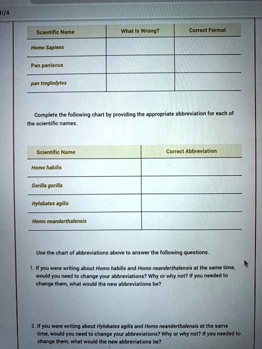 scientific name what wrong correct format homo sapiens pan paniscus pan ...