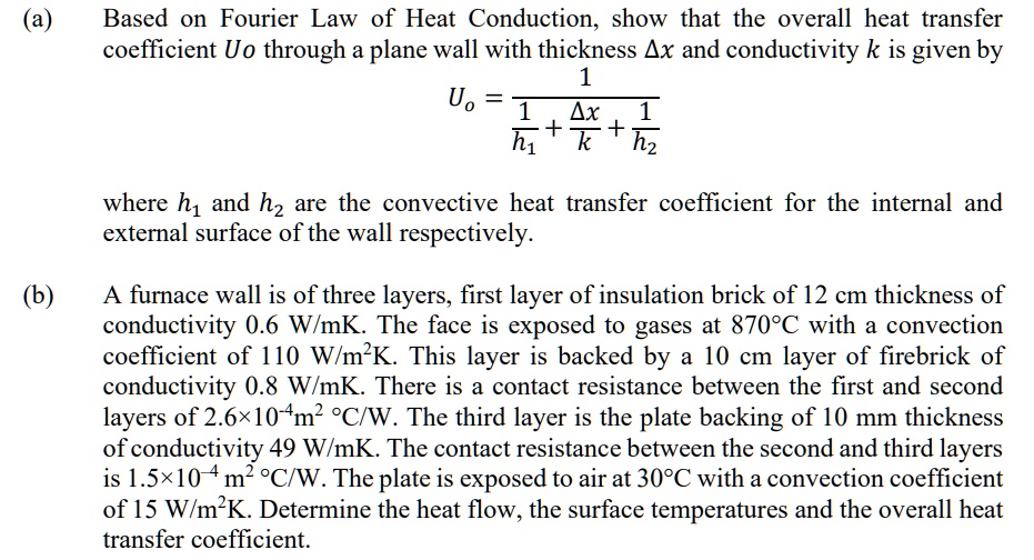 Based on Fourier Law of Heat Conduction, show that the overall heat transfer coefficient Uo ...