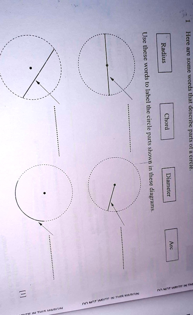 SOLVED: Here are some words that describe parts of a circle: - Radius ...