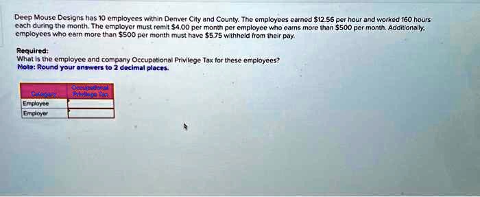 SOLVED: Deep Mouse Designs has 10 employees within Denver City and ...