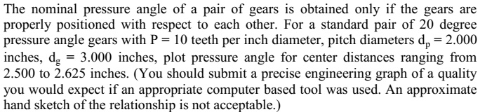 The nominal pressure angle of a pair of gears is obtained only if the ...