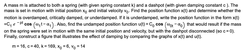 SOLVED: A mass m is attached to both a spring (with given spring ...