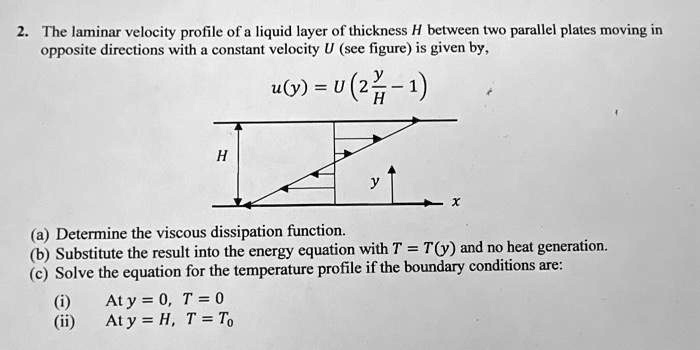 2. The laminar velocity profile of a liquid layer of thickness H ...
