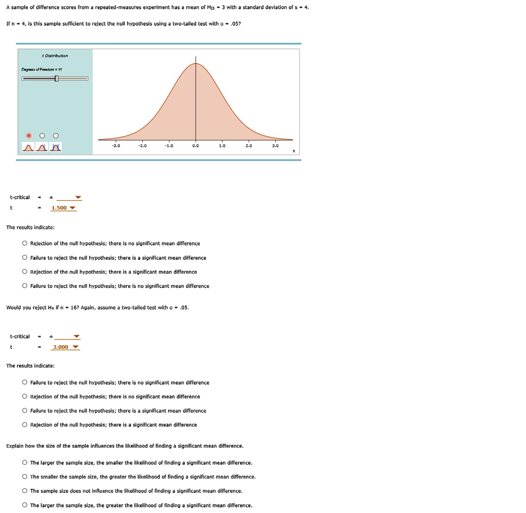 SOLVED: A sample of difference scores from a repeated-measures ...