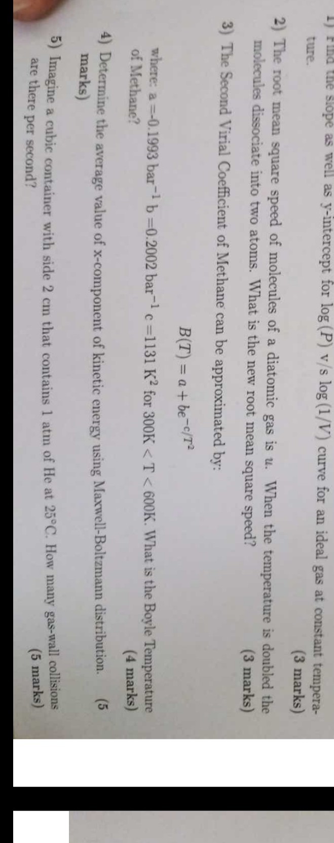 ture. (3 marks) 2) The root mean square speed of molecules of a ...