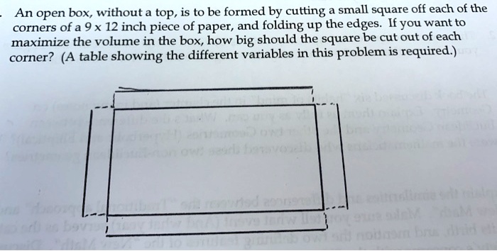 an open box without a top is to be formed by cutting small square off ...