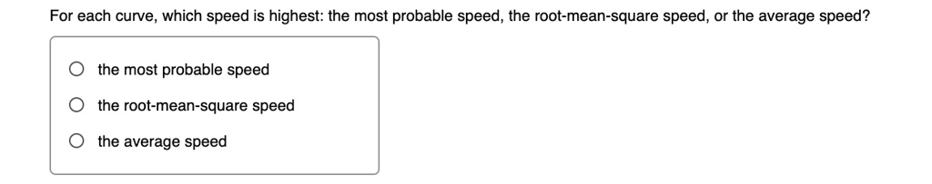 Solved For Each Curve Which Speed Is Highest The Most Probable Speed