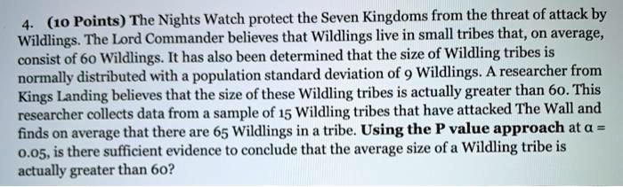 SOLVED: The Night's Watch protects the Seven Kingdoms from the threat ...