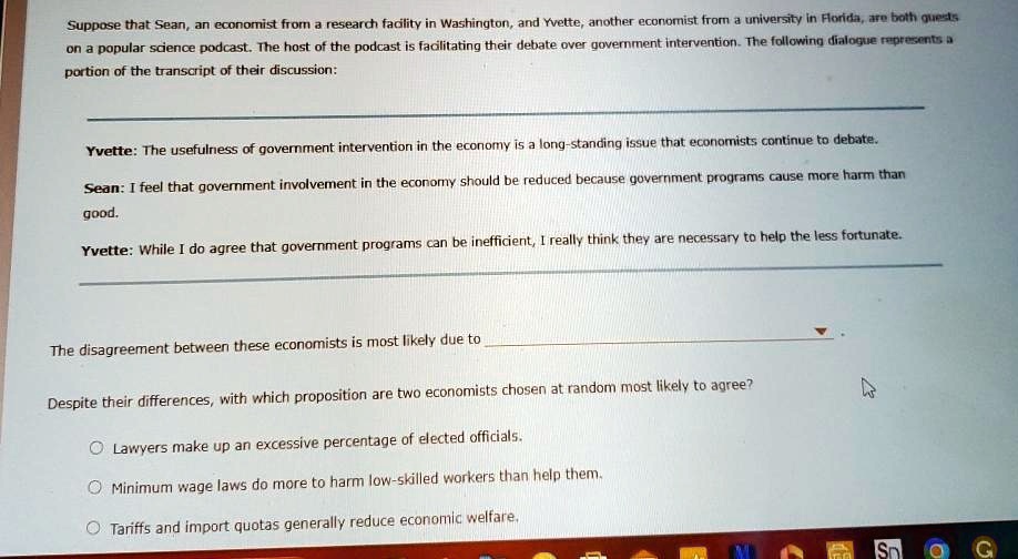 SOLVED: Suppose that Sean, an economist from a research facility in ...