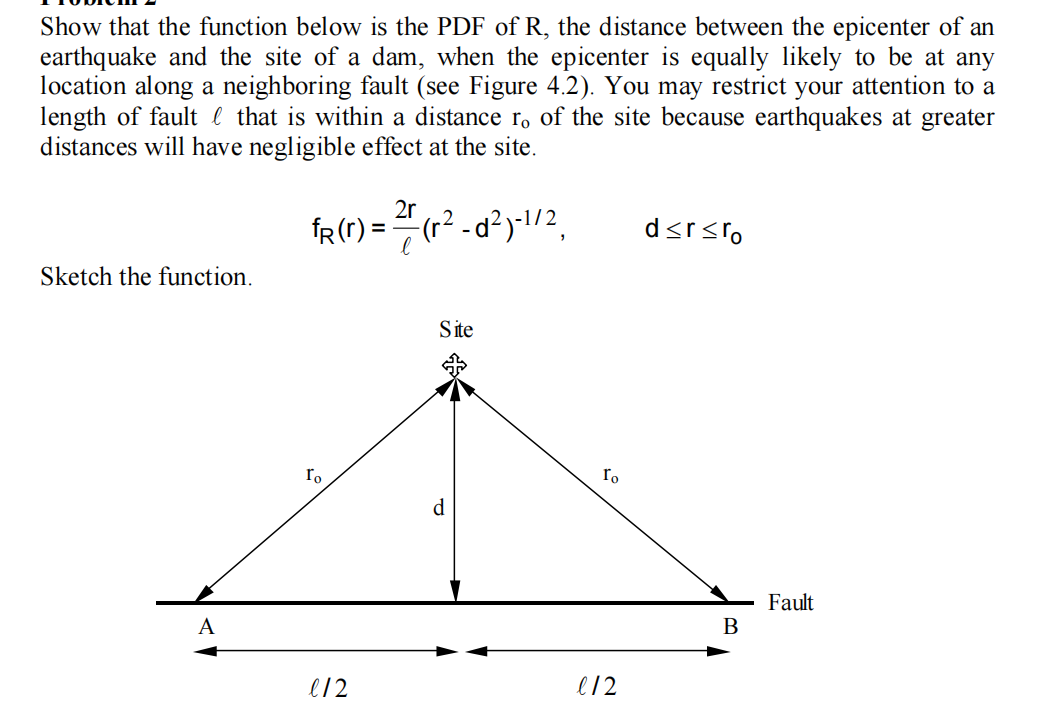 Show that the function below is the PDF of R, the distance between the ...
