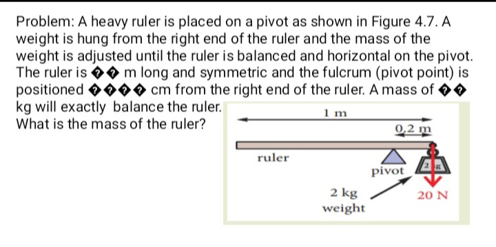 SOLVED: Problem: A heavy ruler is placed on a pivot as shown in Figure ...