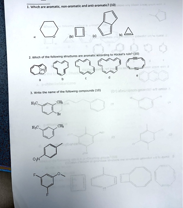 SOLVED: non-aromatic and anti- aromatic? (10) Which are aromatic Huckel ...