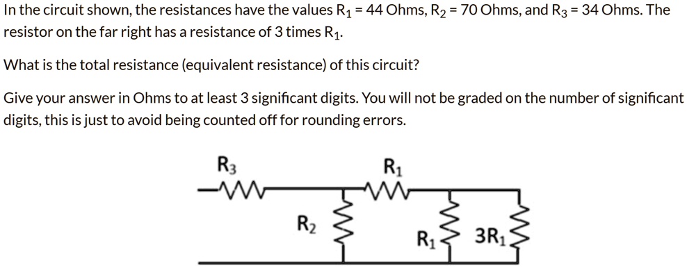 SOLVED: In the circuit shown; the resistances have the values R1 44 Ohms, R2 70 Ohms, and R3 ...