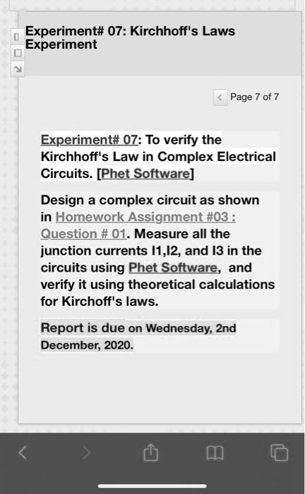 SOLVED: Experiment# 07: Kirchhoff's Laws Experiment Page 7 of ...