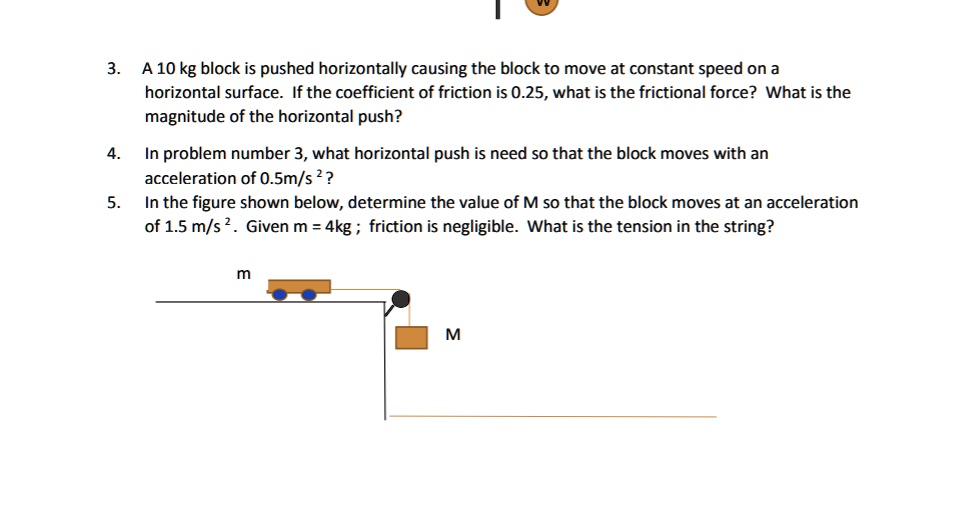 a 10 kg block is pushed horizontally causing the block to move at ...