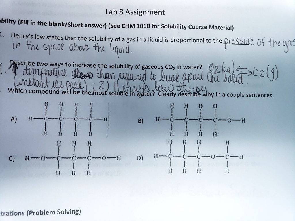Lab 8 Assignment bility (Fill in the blank/Short answer) (See CHM 1010 ...