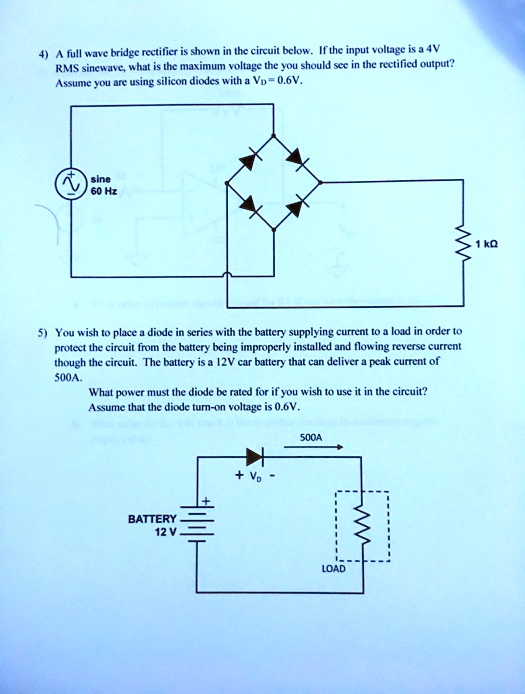 VIDEO solution: A full-wave bridge rectifier is shown in the circuit ...