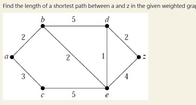 Solved In Case The Last Letter Doesnt Show Its “graph” Find The Length Of A Shortest Path 