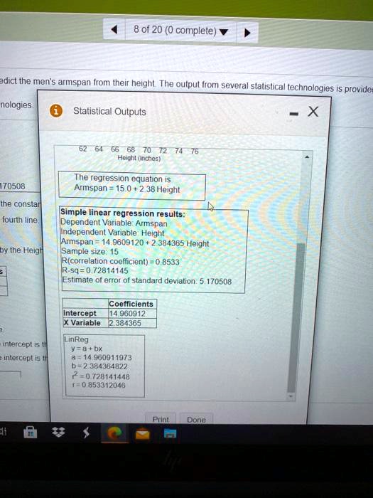 SOLVED: Titlewithtopic: Statistical Analysis of Armspan and Height Relationship