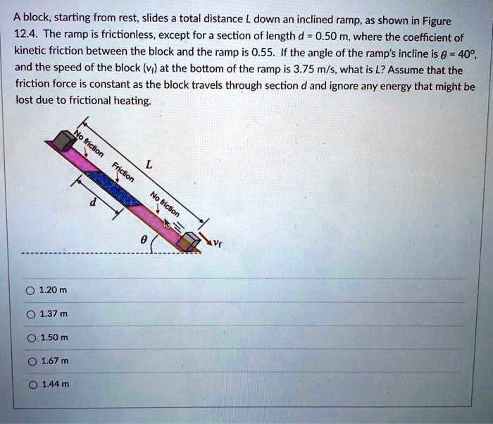 SOLVED: A block, starting from rest; slides a total distance down an ...
