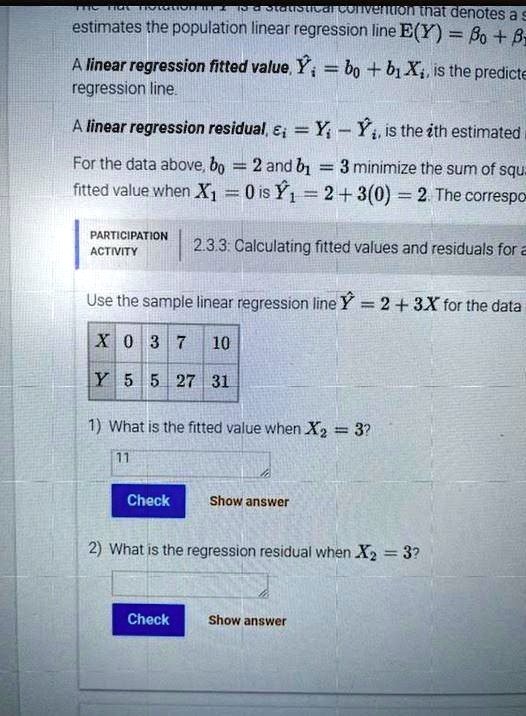 SOLVED: Texts: What is the regression residual when X2 = 3? Show answer. The equation that ...