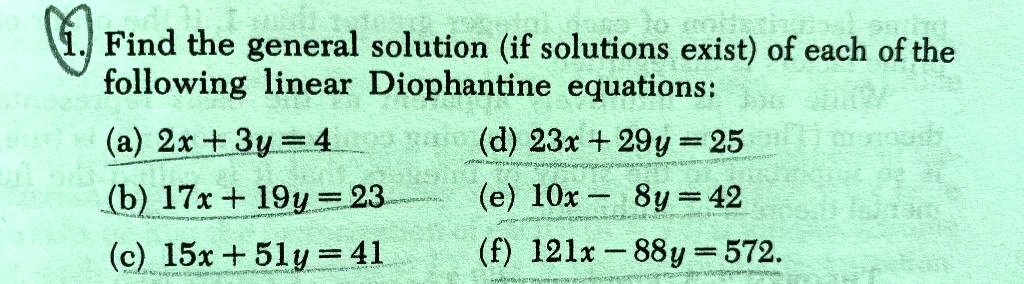 SOLVED: Find the general solution (if solutions exist) of each of the ...