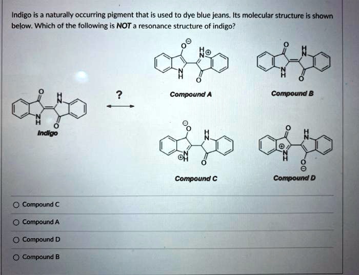 SOLVED: Indigo is a naturally occurring pigment that is used to dye ...