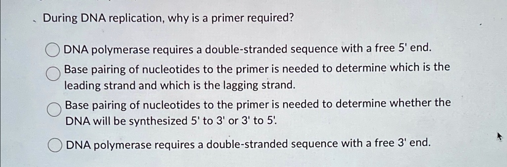 During DNA replication, why is a primer required? DNA polymerase ...
