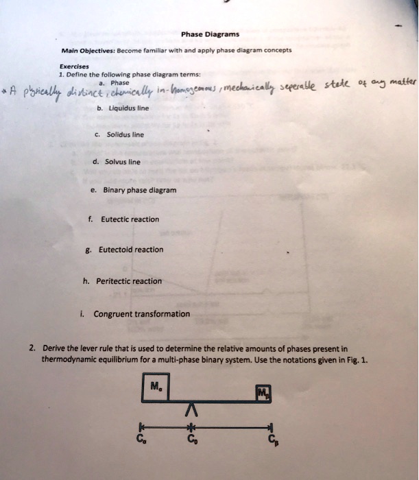 SOLVED: Phase Diagrams Main Objectives: Become familiar with and apply ...