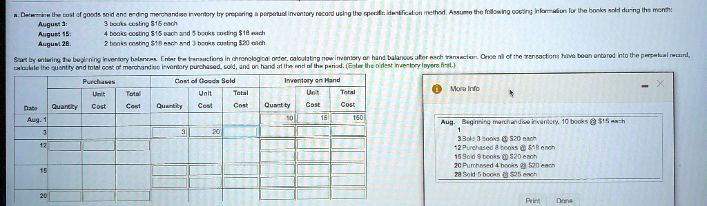 SOLVED: a.Determine the cost of goods sold and ending merchandie ...