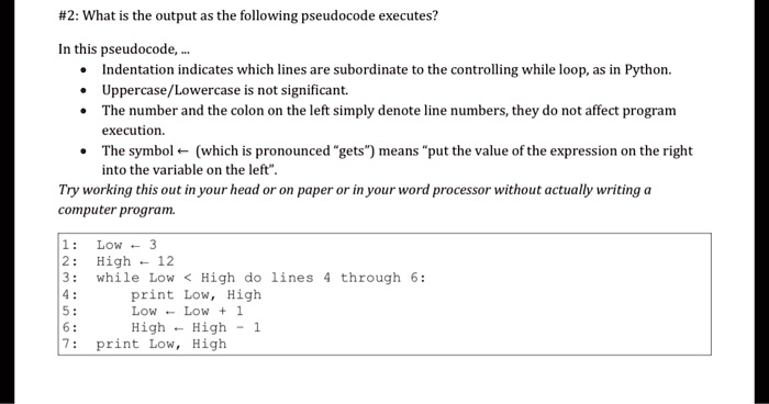 Solved What Is The Output As The Following Pseudocode Executes In This Pseudocode Indentation