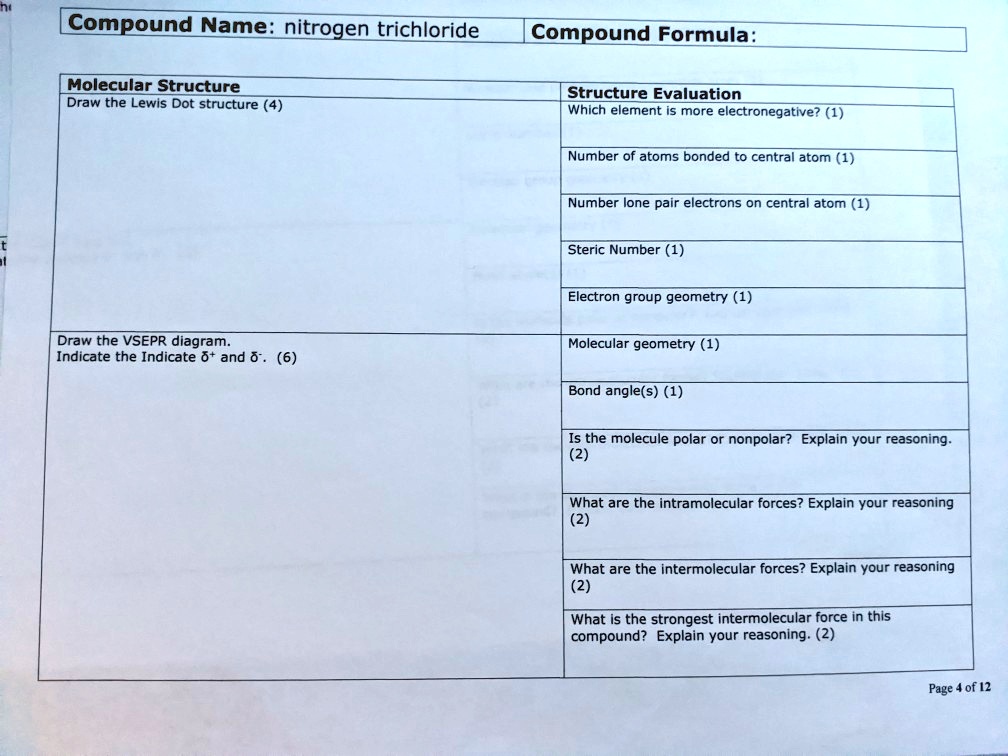 compound name nitrogen trichloride compound formula molecular structure ...